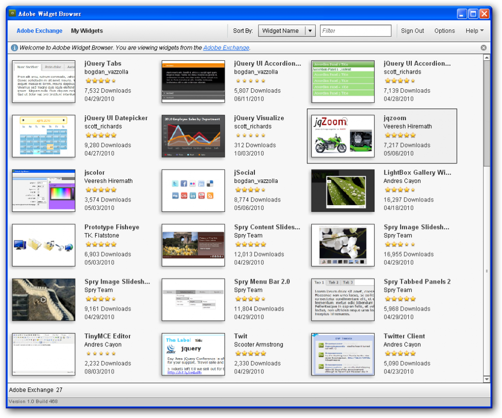 打發時間Widget Browser(瀏覽器小工具)for Dreamweaver